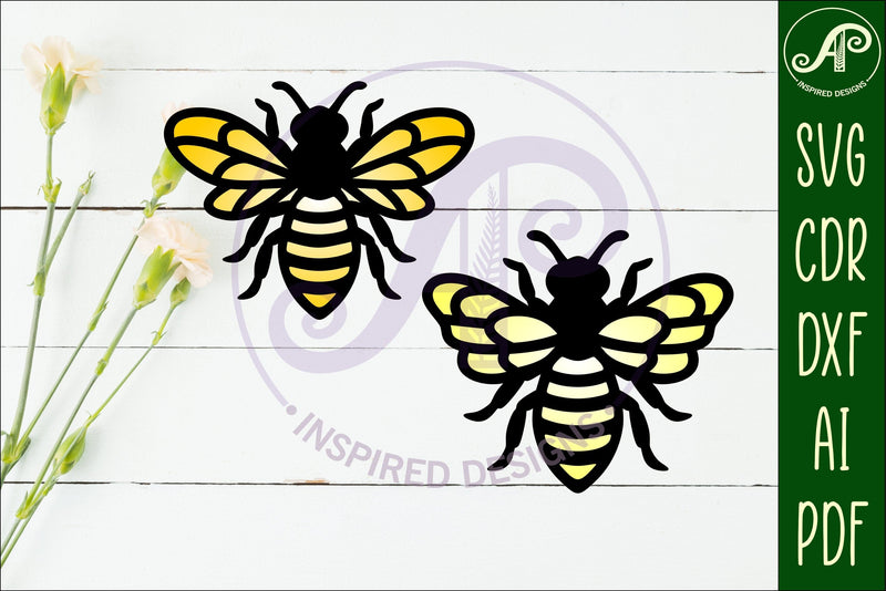 Bee two layer laser cut outs SVG file - So Fontsy
