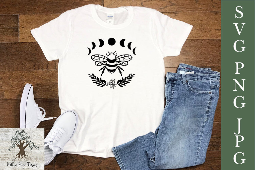 Bee with Moons SVG PNG JPG | Moon Phases with Bee - So Fontsy