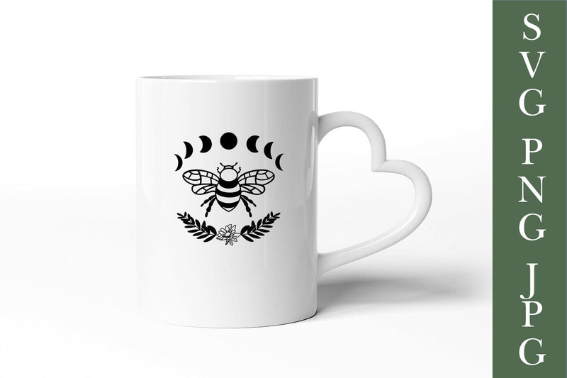 Bee with Moons SVG PNG JPG | Moon Phases with Bee - So Fontsy