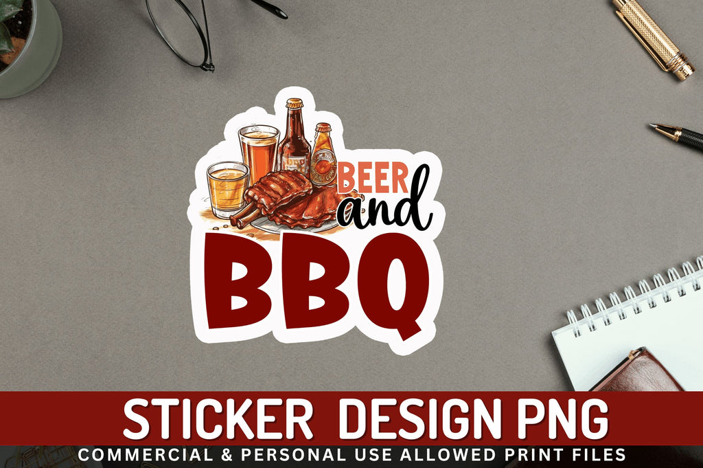 Beer and bbq Sticker Design - So Fontsy