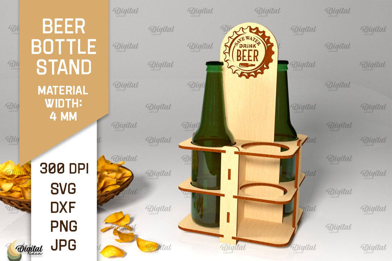 Beer Bottle Stand Laser Cut. Wooden Beer Holder SVG - So Fontsy