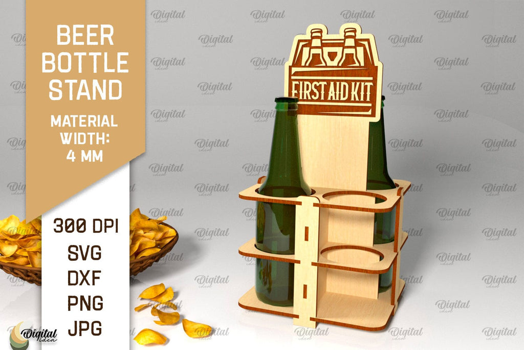 Beer Bottle Stand Laser Cut. Wooden Beer Holder SVG - So Fontsy
