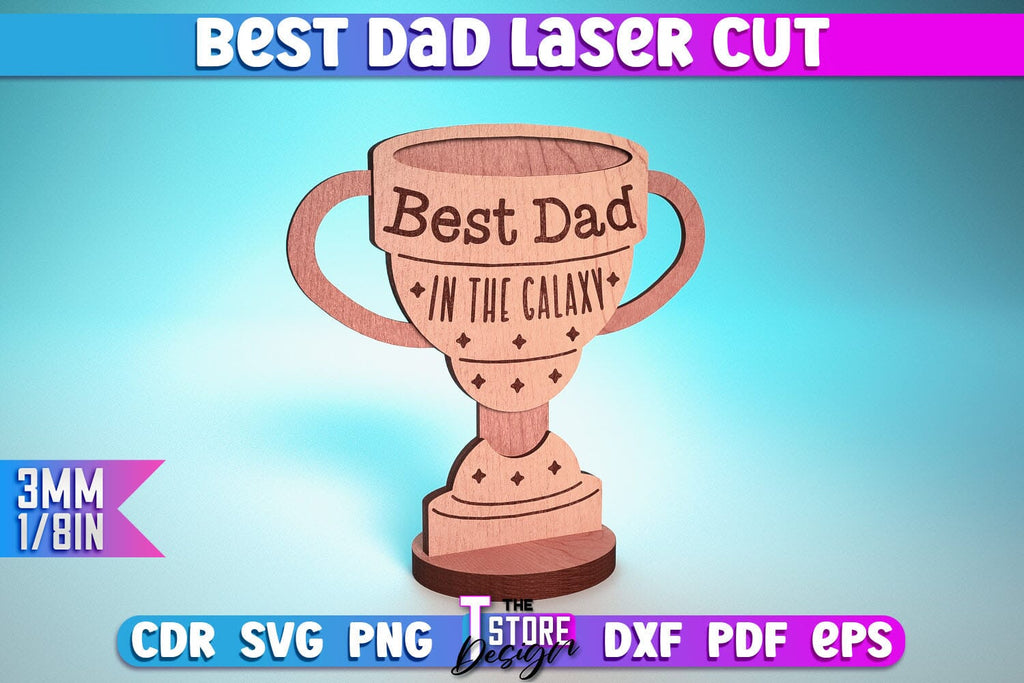 Best Dad Laser Cut | Dad Award Laser Cut Design | CNC Files - So Fontsy
