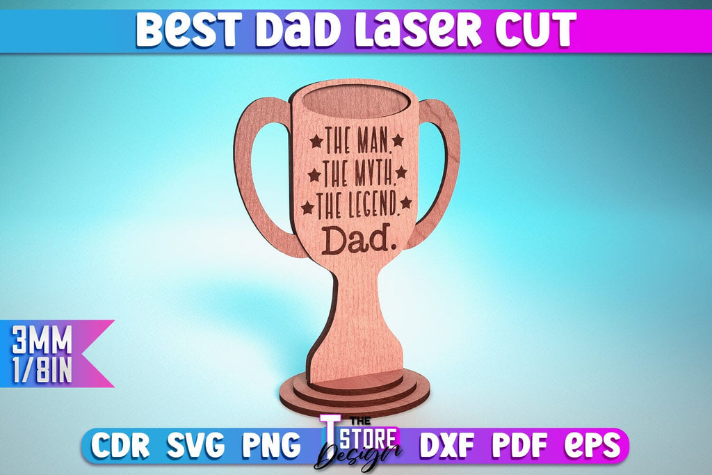Best Dad Laser Cut | Dad Award Laser Cut Design | CNC Files - So Fontsy