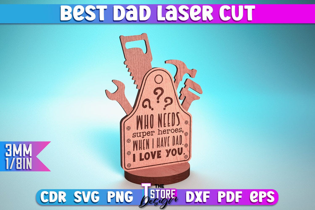 Best Dad Laser Cut | Dad Award Laser Cut Design | CNC Files - So Fontsy