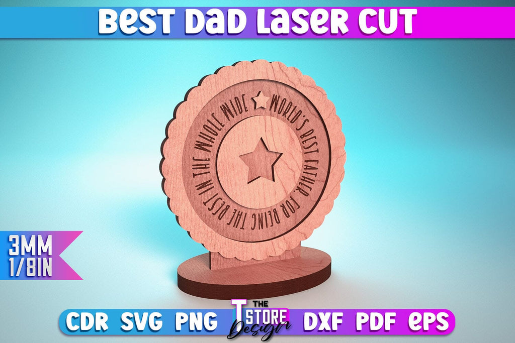 Best Dad Laser Cut | Dad Award Laser Cut Design | CNC Files - So Fontsy