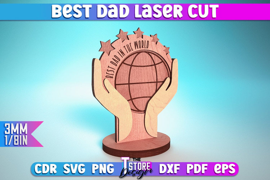 Best Dad Laser Cut | Dad Award Laser Cut Design | CNC Files - So Fontsy