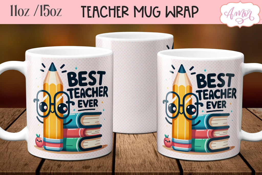 Best Teacher Mug Wrap for Sublimation | Teacher mug PNG - So Fontsy