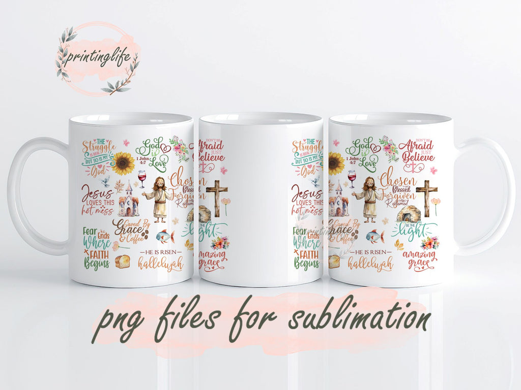 Bible Verse Christian Quotes Mug Wrap Design, Instant Digital Design ...