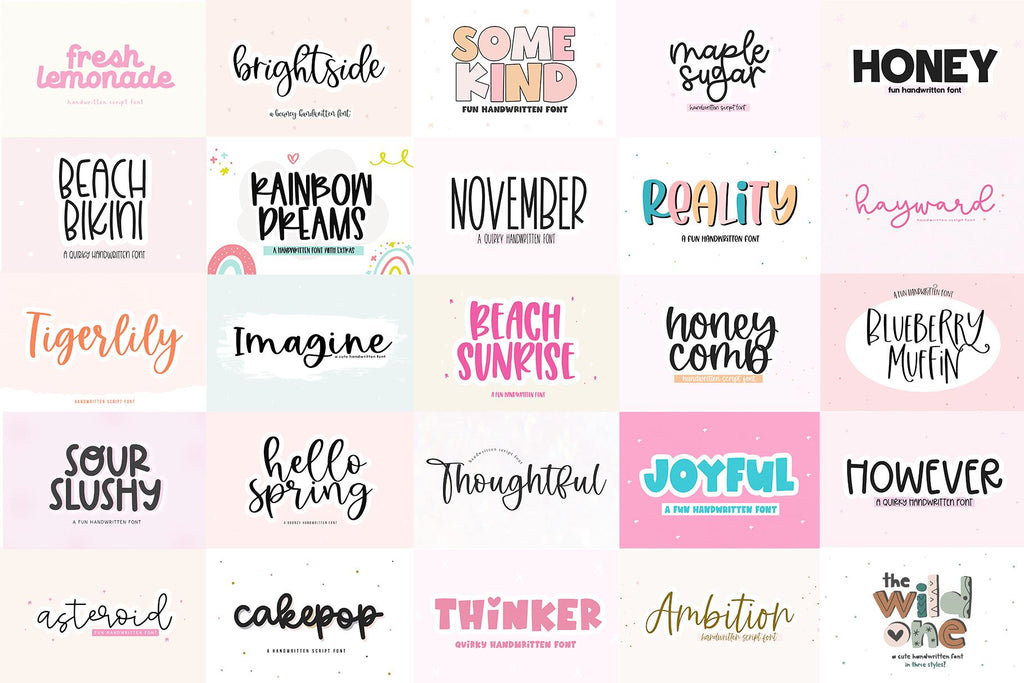 Big Handwritten Font Bundle - 50 Fonts for Crafters! - So Fontsy