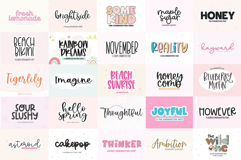 Big Handwritten Font Bundle - 50 Fonts for Crafters! - So Fontsy