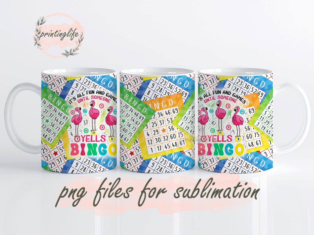 Bingo Mug Wrap Design, Instant Digital Design Download Mug Wrap Design ...