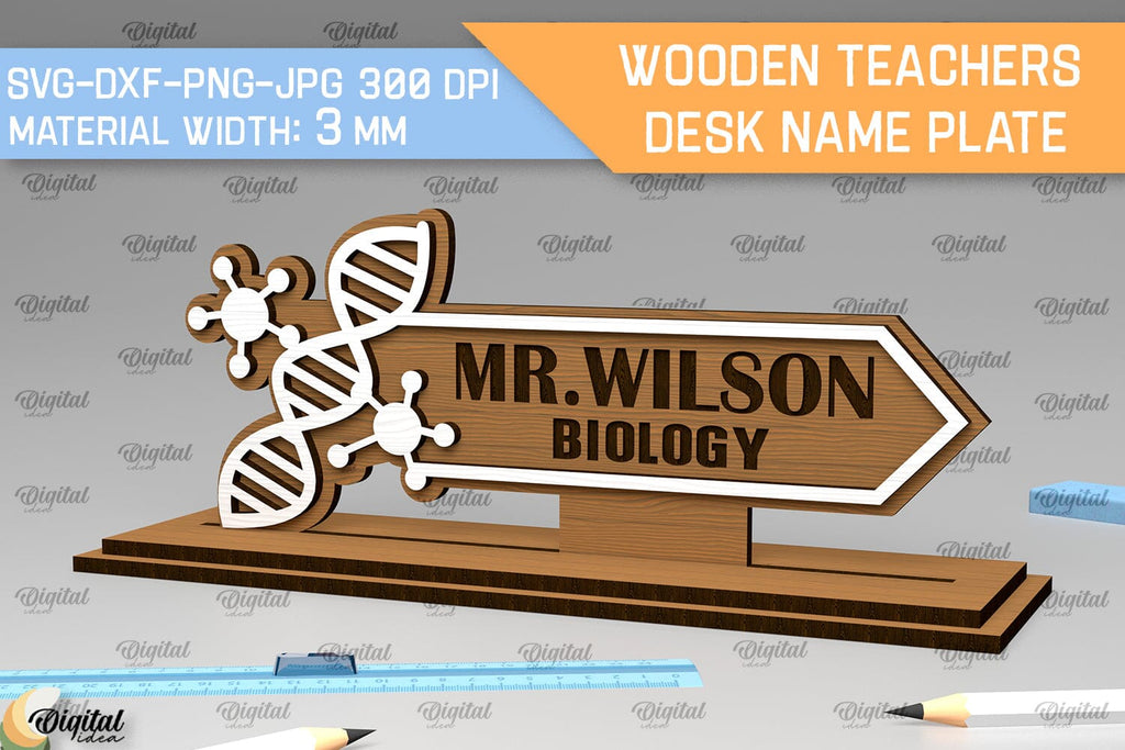 Biology Teacher Desk Name Plate Laser Cut. Desk Sign SVG - So Fontsy