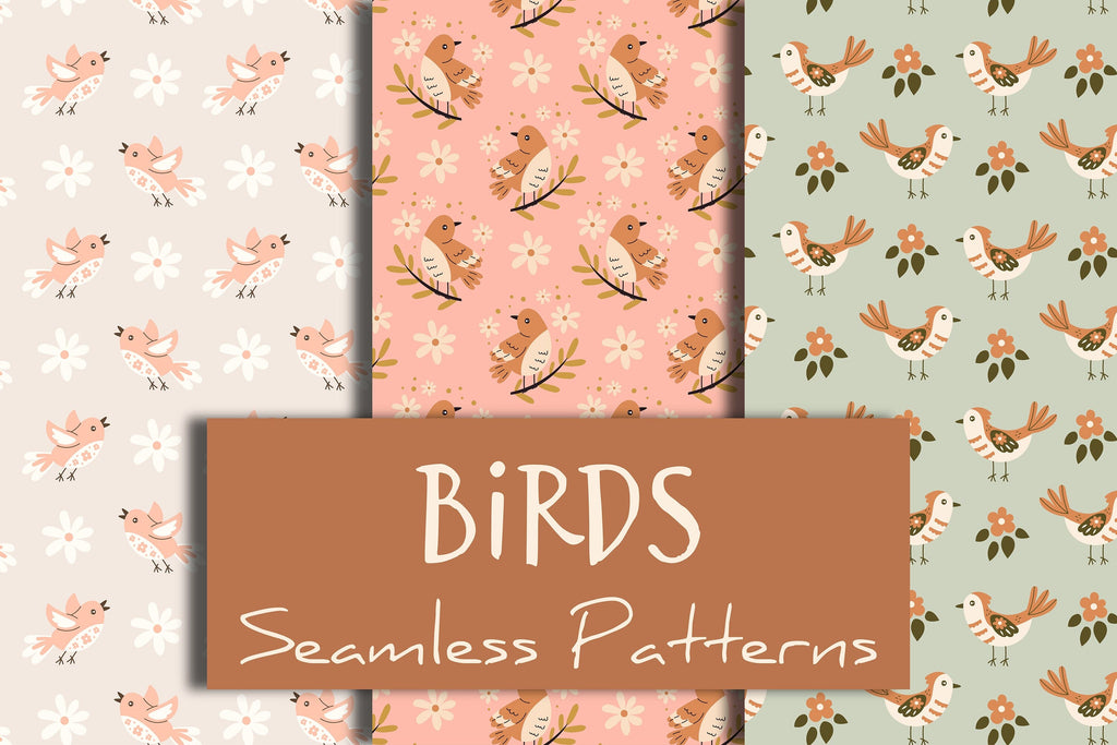 Birds Seamless Patterns - So Fontsy