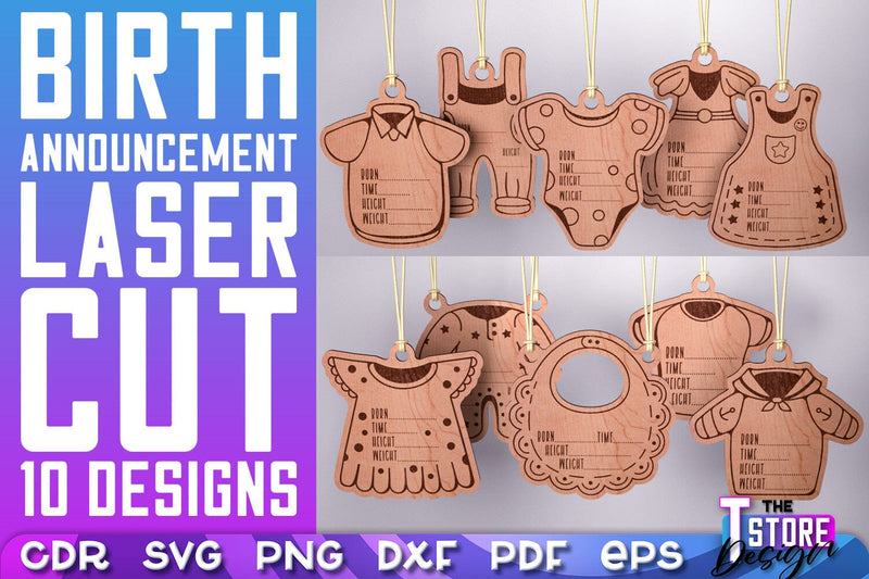 Birth Announcement Laser Cut | Birth Stats Signs Design | CNC Files ...