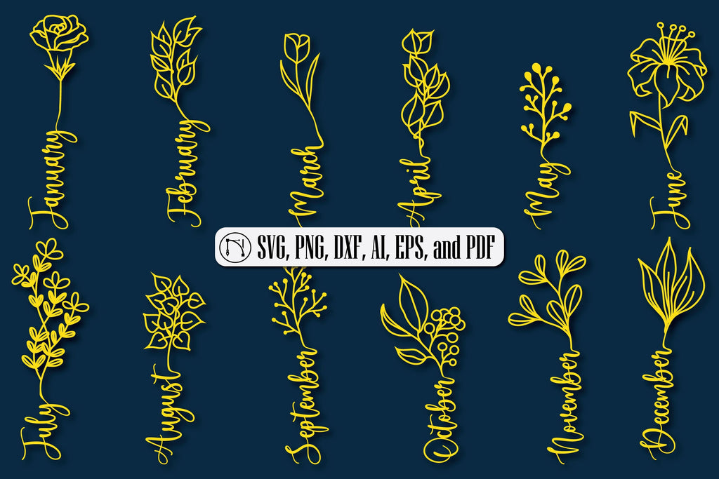 Birth Month Flowers SVG Bundle - So Fontsy