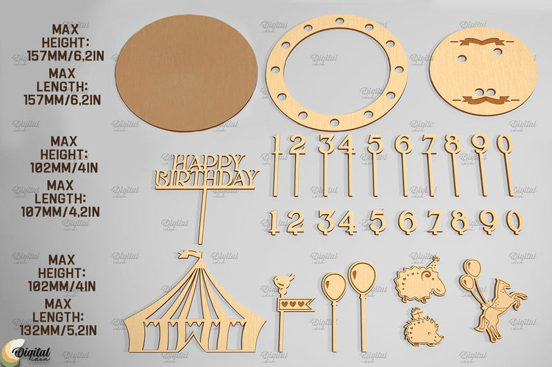 Birthday Candlestick Laser Cut. Happy Birthday SVG. Animals SVG - So Fontsy