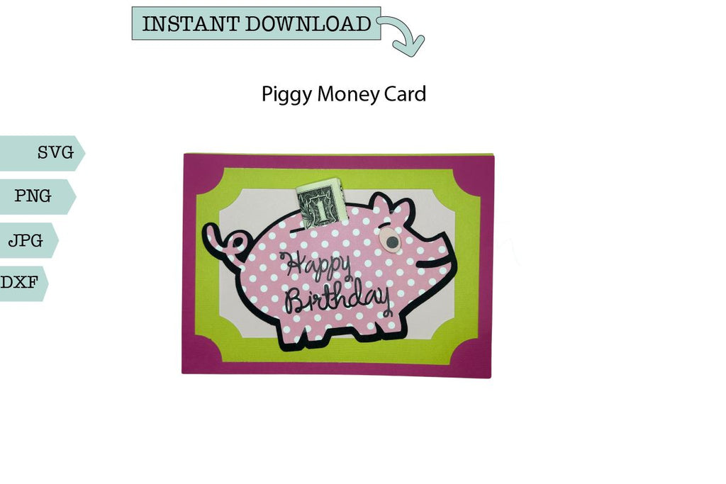 Birthday card-Piggy Bank Money Holder - So Fontsy