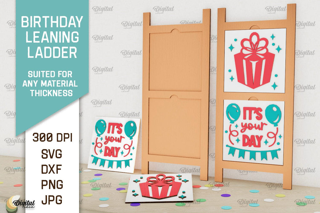 Birthday Leaning Ladders LaserCut Bundle. Happy Birthday SVG - So Fontsy