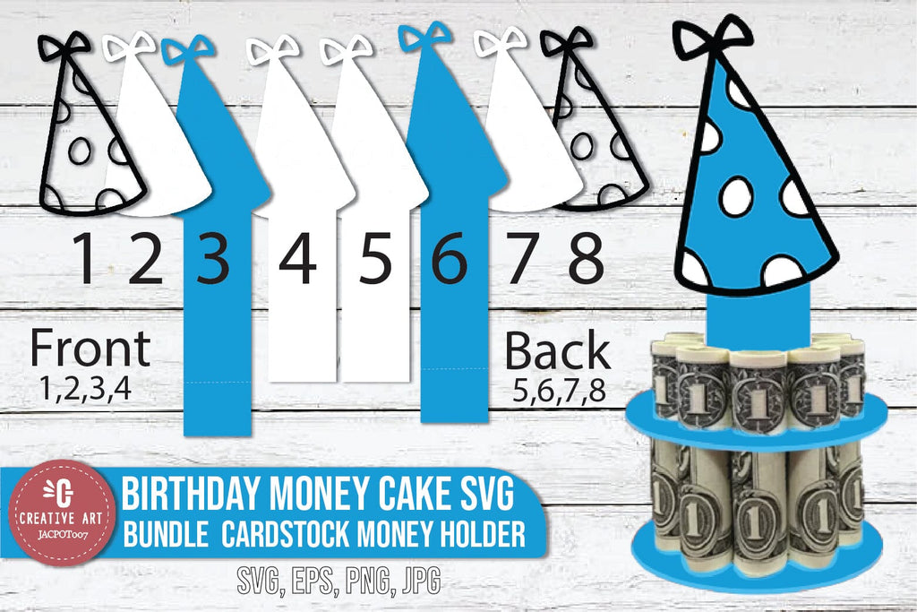 Birthday Money Cake SVG Bundle Cardstock Money Holder v2 - So Fontsy