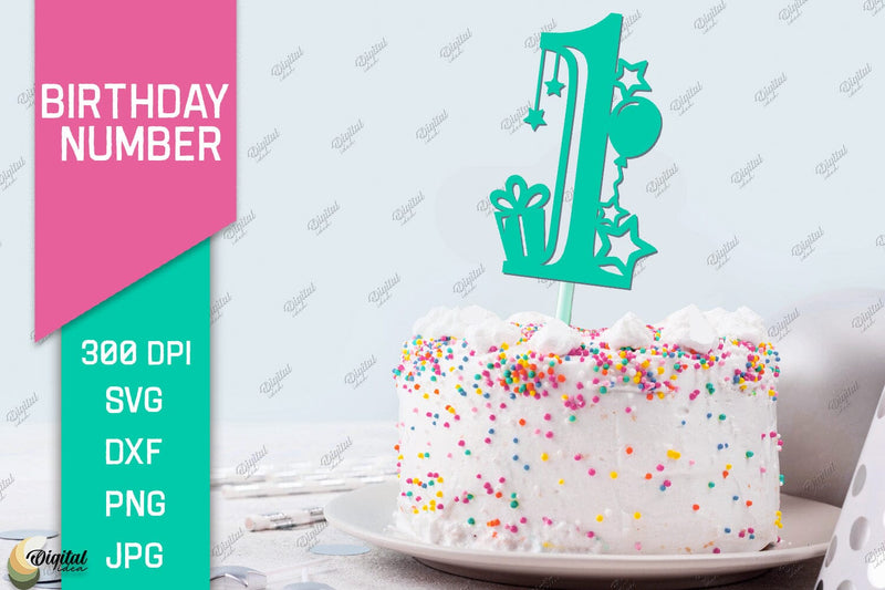 Birthday Number LaserCut. Birthday Topper Papercut. Number 1 - So Fontsy