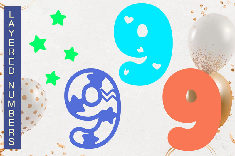 Birthday numbers cake topper svg, 3d layered party decor - So Fontsy