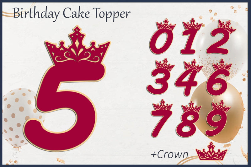 Birthday numbers cake topper svg, Layered papercut template - So Fontsy