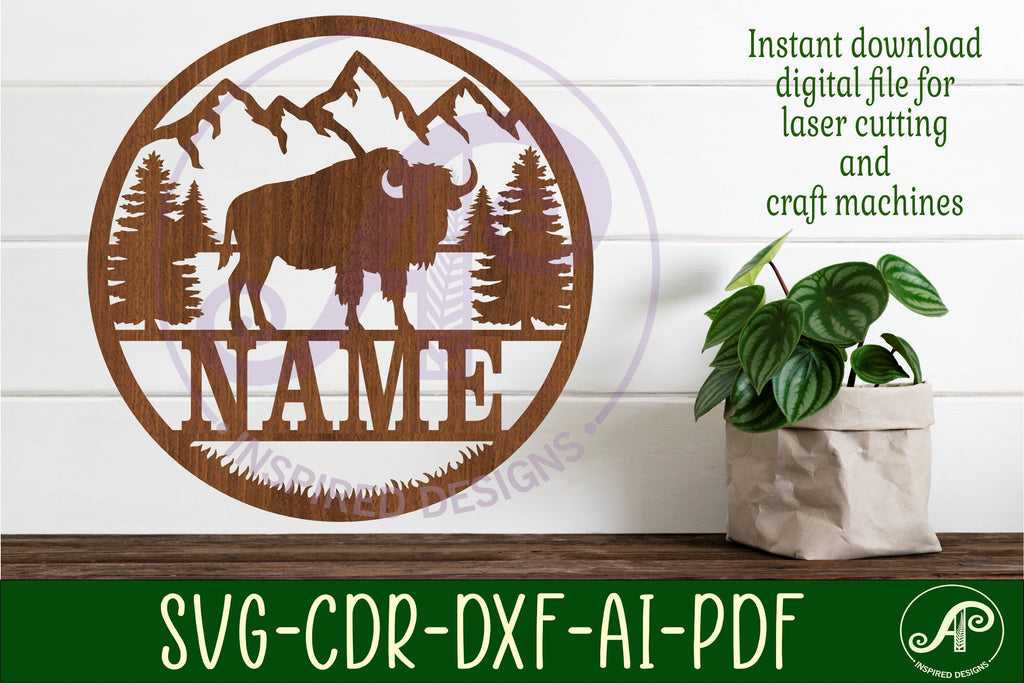 Bison name wall art sign, SVG file - So Fontsy