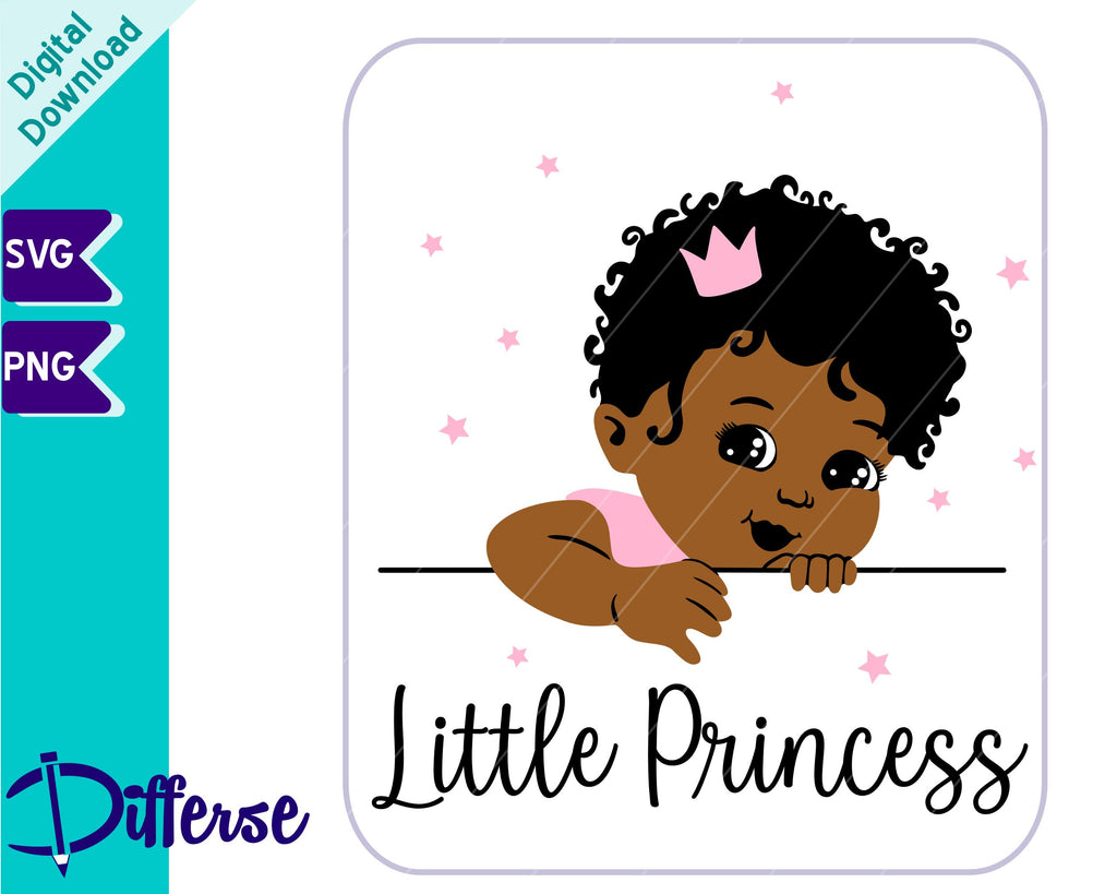 Black Baby Princess SVG | Afro Baby Princess SVG - So Fontsy