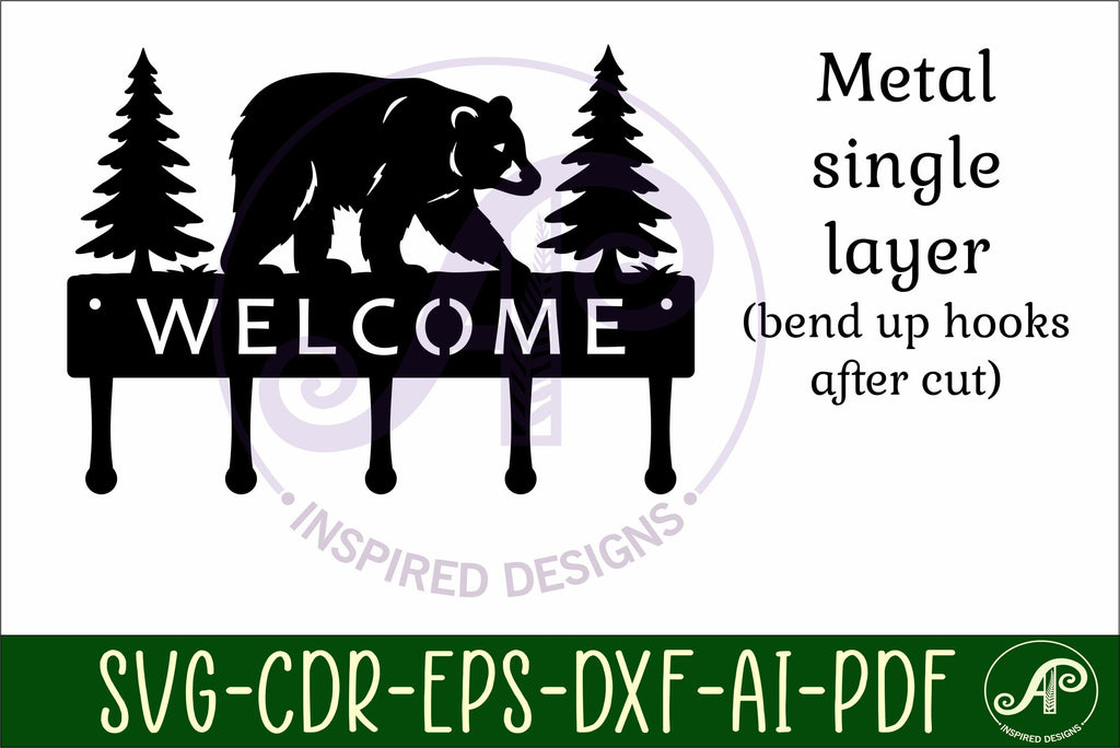 Black Bear Key holder designs for wood and metal - So Fontsy