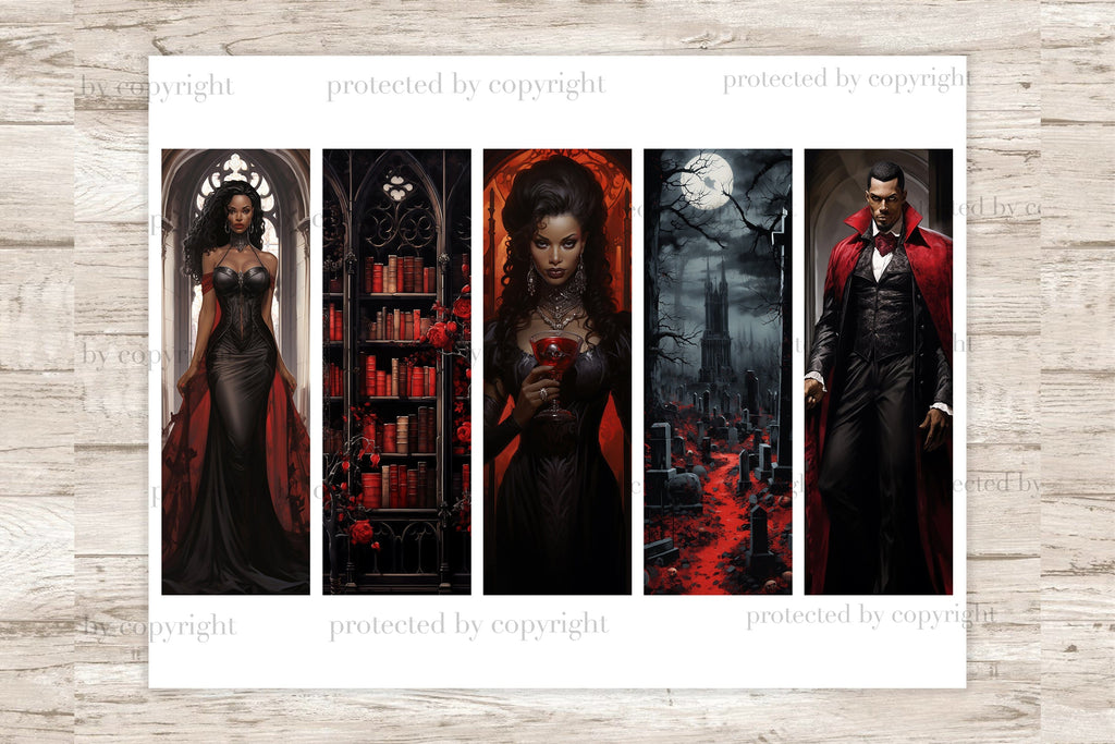 Black Skin Vampire Bookmarks | Gothic Printable - So Fontsy
