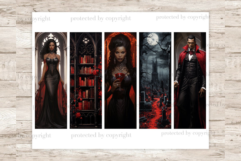 Black Skin Vampire Bookmarks | Gothic Printable - So Fontsy