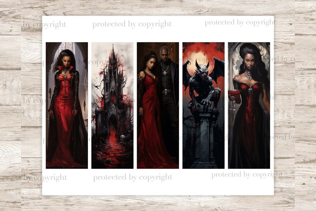 Black Skin Vampire Bookmarks | Gothic Printable - So Fontsy
