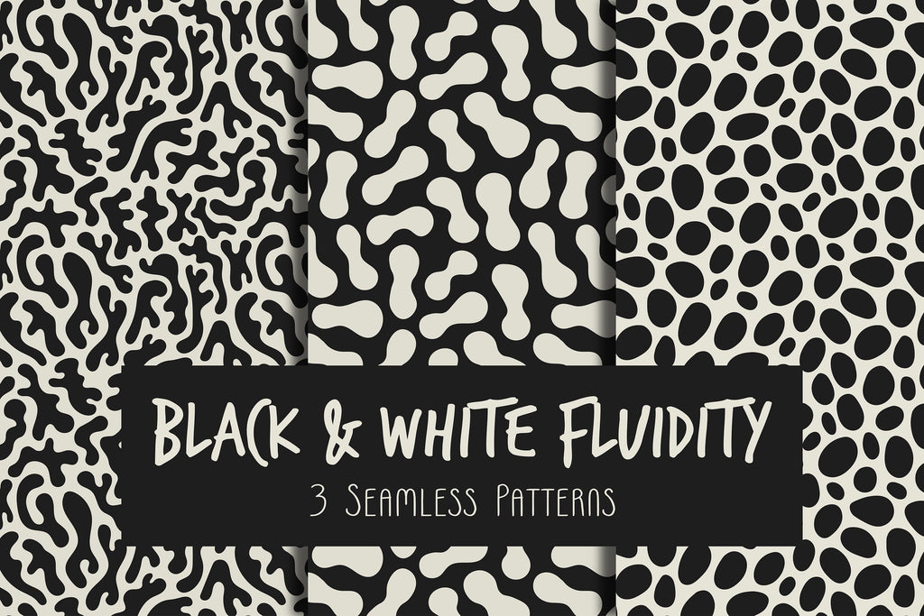 Black & White Fluidity Seamless Patterns - So Fontsy