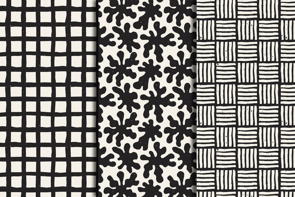 Black & White Minimal Seamless Patterns - So Fontsy