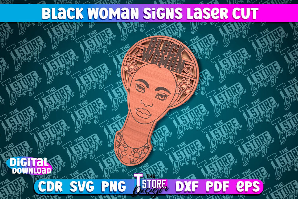 Black Woman Signs Laser Cut | Quotes Design | CNC File - So Fontsy