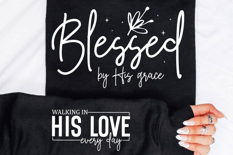 Blessed By His Grace Sleeve SVG Design - So Fontsy