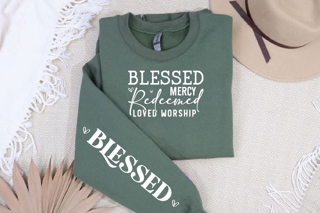 Blessed mercy Redeemed loved worship Sleeve SVG Design, Christian ...