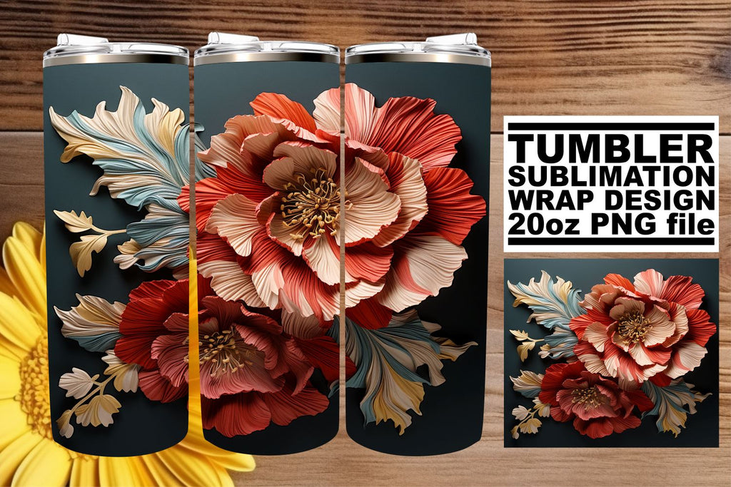 Bloom in Every Sip: 3D Tumbler Sublimation Wraps - 20oz - So Fontsy