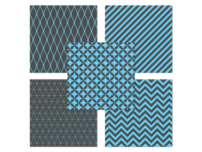 Blue and Gray Digital Paper Pack - So Fontsy