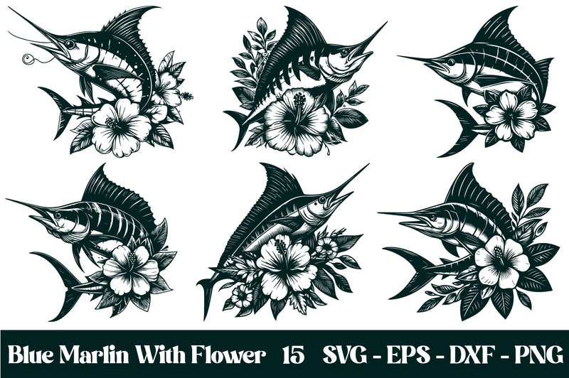 Blue Marlin Svg Bundle - So Fontsy