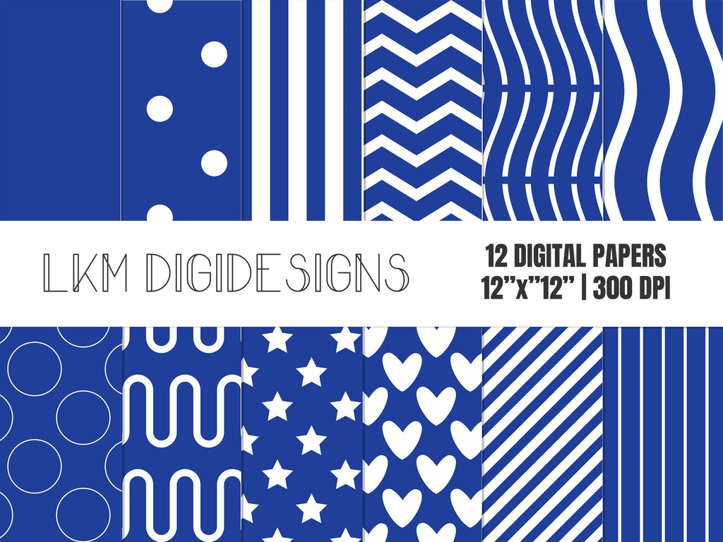 Blue Patterns Digital Paper Pack - So Fontsy