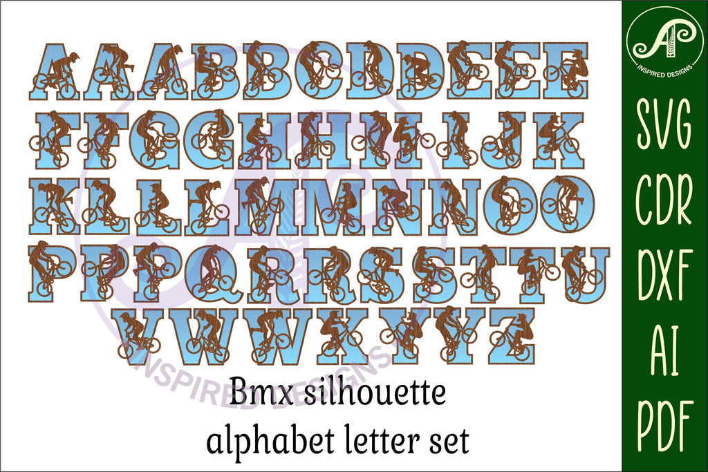 BMX silhouette letters alphabet set x 50 - So Fontsy