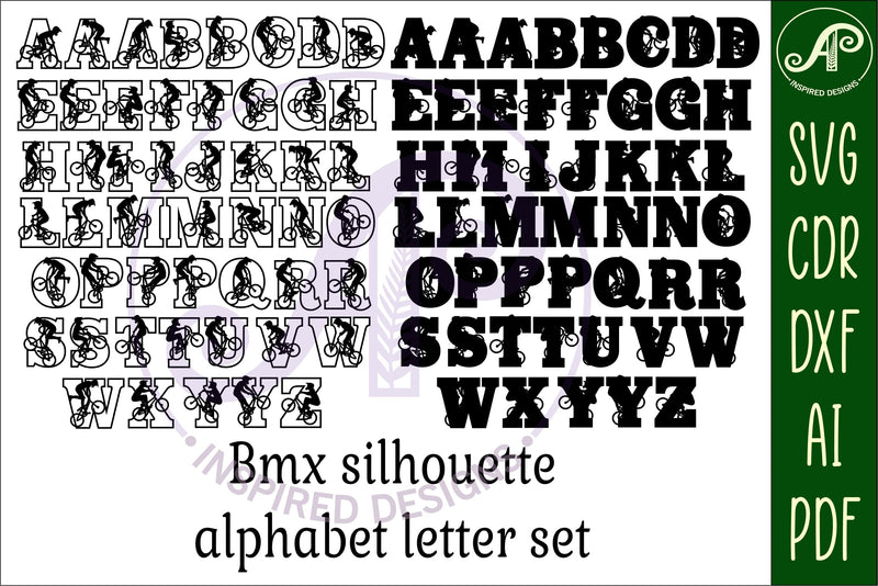 BMX silhouette letters alphabet set x 50 - So Fontsy