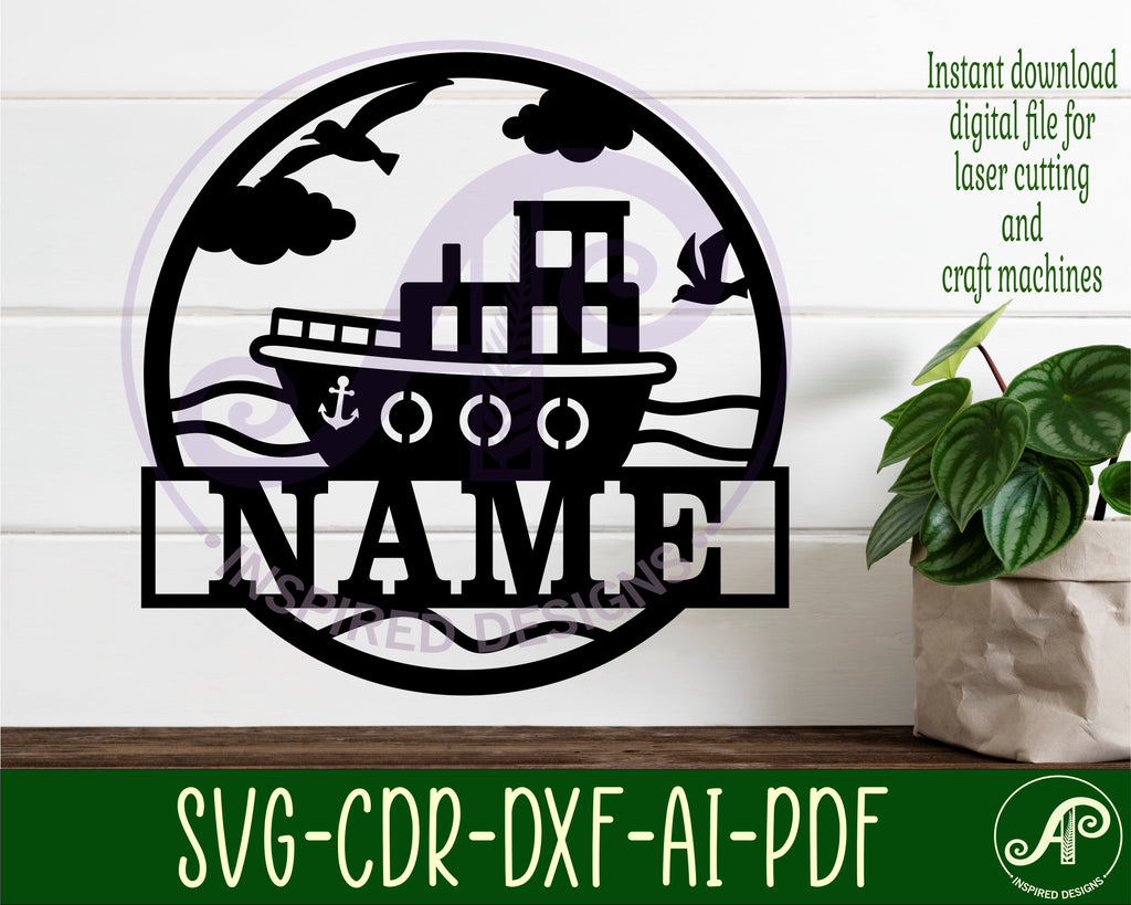 Boat name sign svg laser cut template - So Fontsy