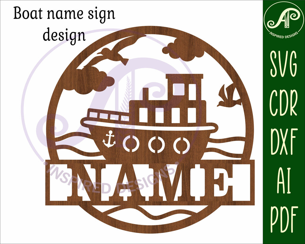 Boat name sign svg laser cut template - So Fontsy