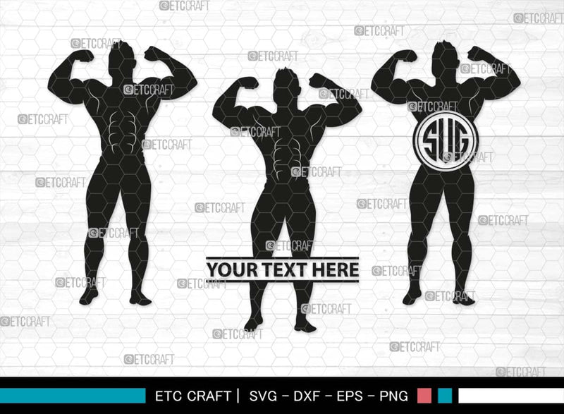 Bodybuilder Monogram, Bodybuilder Silhouette, Bodybuilder Man SVG, Man ...
