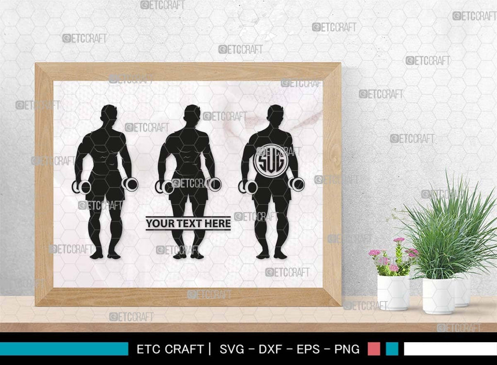 Bodybuilder Monogram, Bodybuilder Silhouette, Bodybuilder Man SVG, Man ...