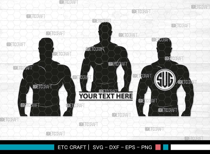 Bodybuilder Monogram, Bodybuilder Silhouette, Bodybuilder Man SVG, Man ...