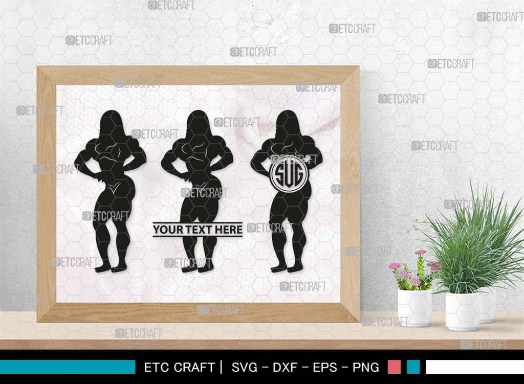 Bodybuilder Monogram, Bodybuilder Silhouette, Bodybuilder Women SVG ...